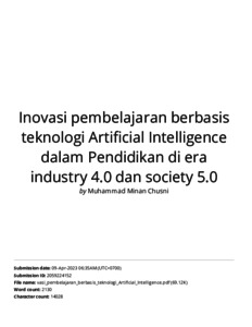 Inovasi pembelajaran berbasis teknologi Artificial Intelligence dalam pendidikan di era industry ...